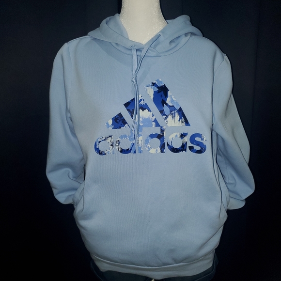 adidas | Shirts & Tops | Adidas Powder Blue Hooded Sweatshirt | Poshmark